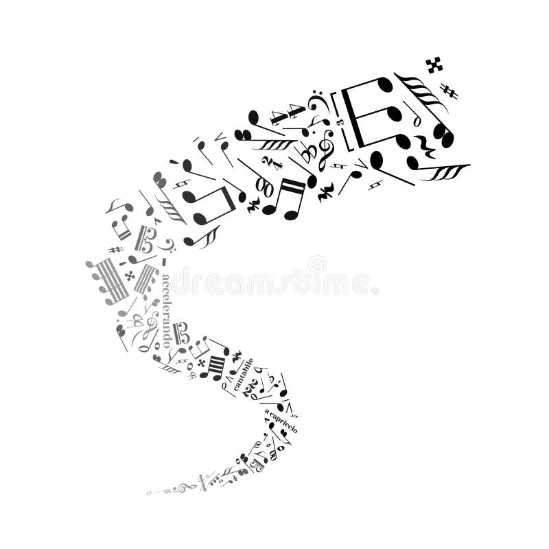 Musical Notes on Stave in Different Shapes, Design Elements on White ...