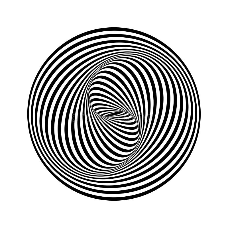 Twisted Optical Illusion. Black and White Vortex Lines. Striped Twisty ...