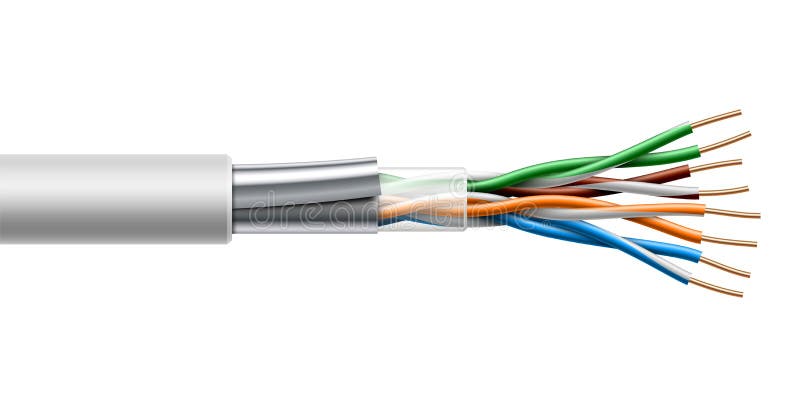 Twisted-pair Cable with Symbols. Foil Shielded Cable Stock Vector ...
