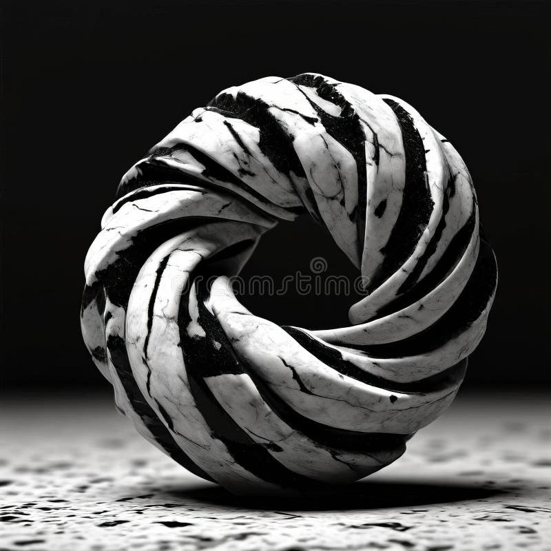 Twisted Pebble with a Coil Pattern in Black and White Resemblin Stock ...