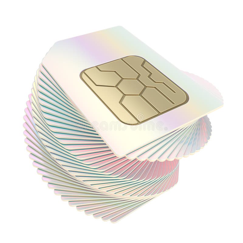 Twisted Pile of Phone SIM Cards with Circuit Microchips Stock ...