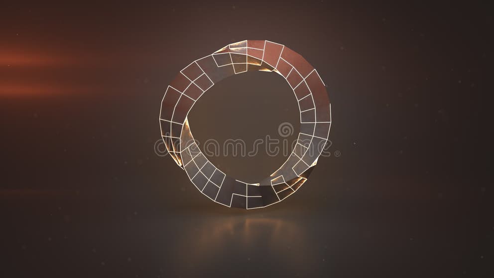 Twisted Red Ring Shape with Glowing Edges 3D Render Illustration Stock ...