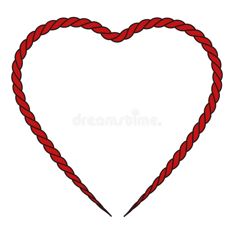 Twisted Red Rope Heart Romantic Symbol in Bold Outline Stock Vector ...