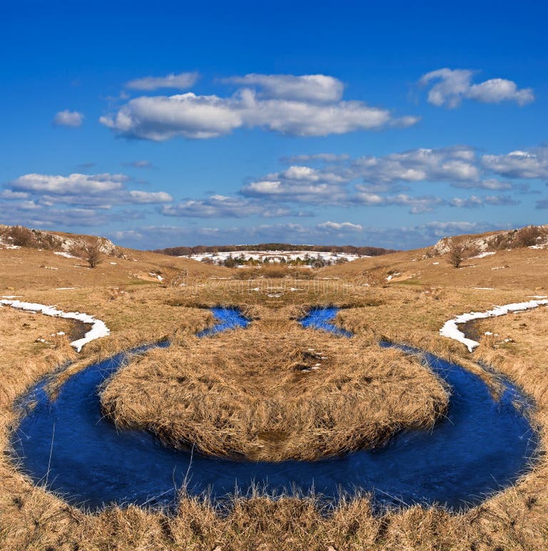 Twisted river in a steppe stock image. Image of wonderful - 17648757