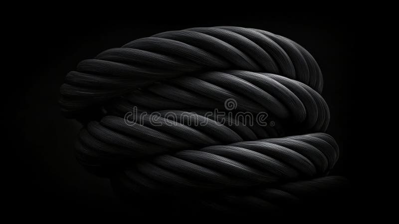 A Twisted Rope Against a Black Background. Stock Image - Image of ...