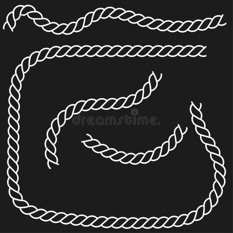 Twisted Rope Border. Nautical Rope Set. Strong Fiber Element. Vector ...