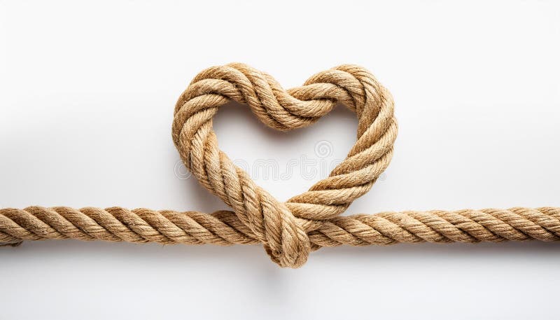 Twisted Rope Forming a Heart Shape on White Background Stock ...