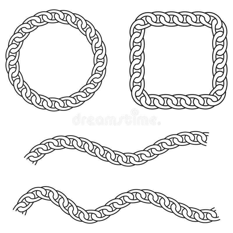 Twisted Rope Frames. Nautical Wavy Borders. Handcrafted Marine Shapes ...
