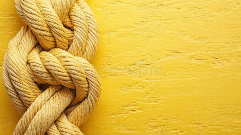 Twisted Rope Knot on a Textured Yellow Background. Stock Photo - Image ...