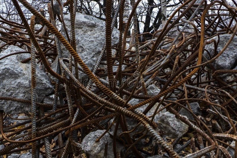 Twisted rusty wire stock image. Image of metal, blue - 146404489