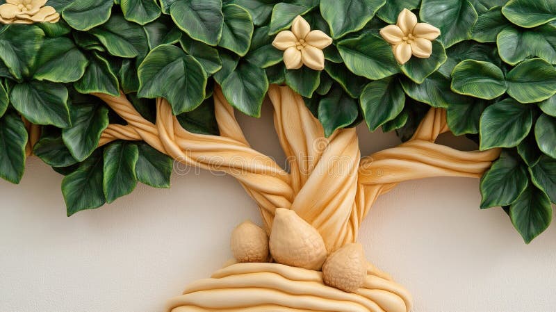 Twisted Sculpted Tree Wall Art, Beige Background Stock Image - Image of ...