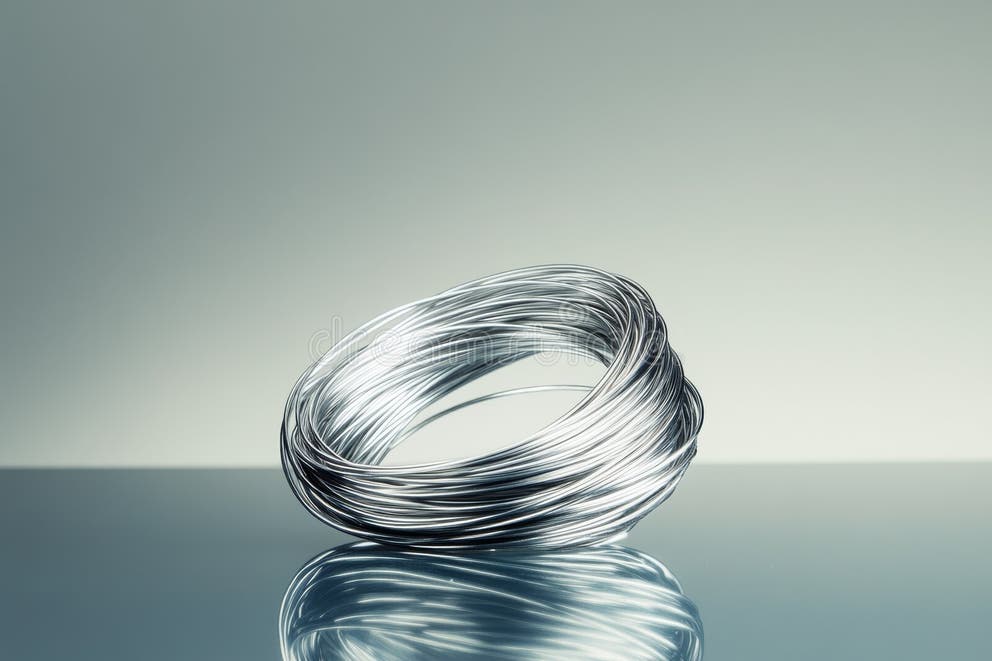 Twisted Silver Wire Sculpture Reflecting Light in a Minimalist Studio ...