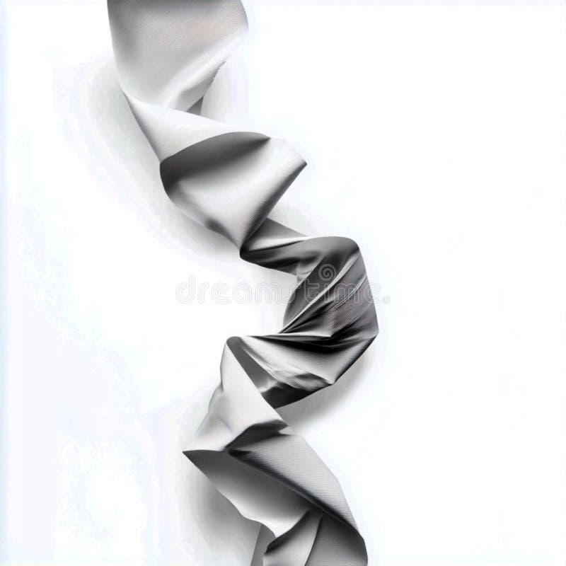 Twisted Fabric Strip in Grayscale on a Bright Plain Surface View from ...