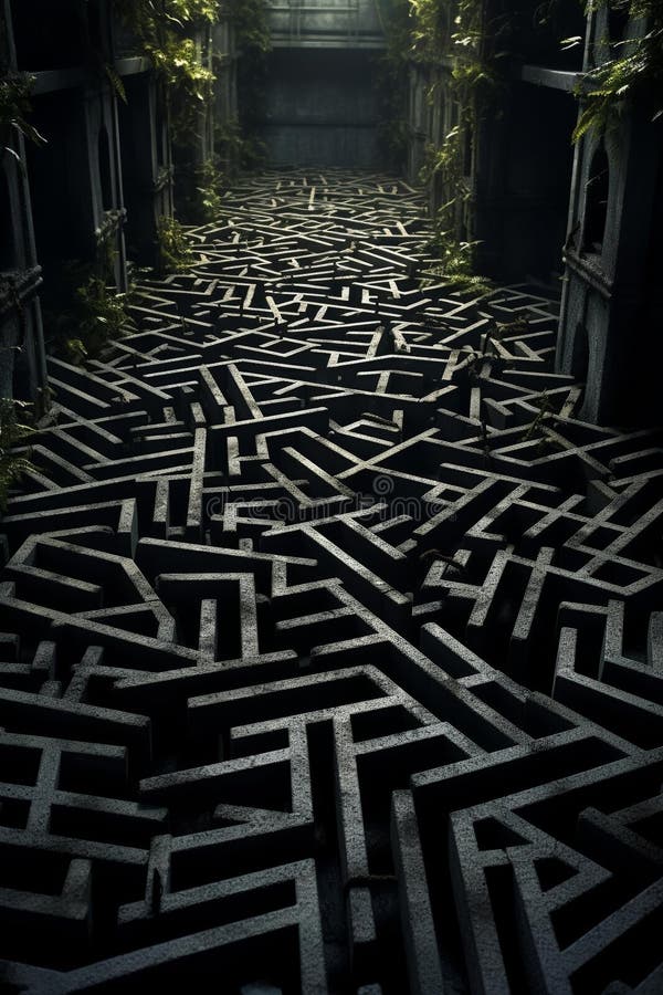 Twisted Tangle of Danger: Abstract Maze in Desolate Industrial Complex ...