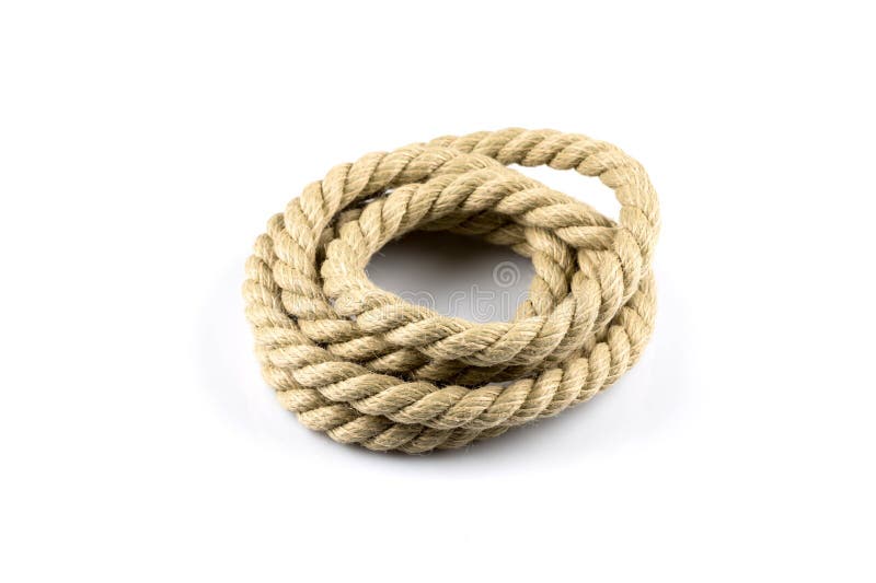 Twisted Thick Rope on White Stock Image - Image of white, hemp: 265828283