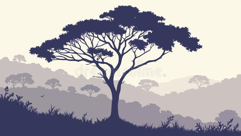 Twisted Tree in a Dark, Misty Landscape. Vector Design Generative AI ...