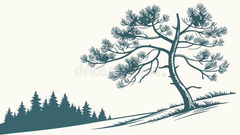 Twisted Tree Outline Nature Scenery Graphic, Vector Design Generative ...