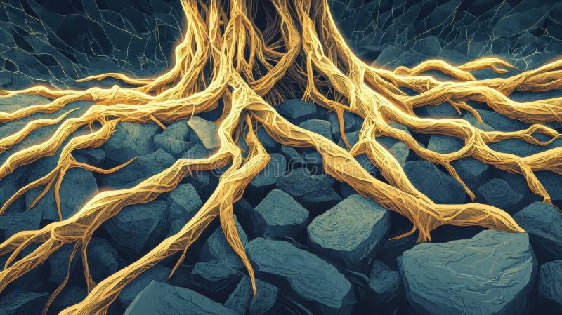 Twisted Tree Roots Intertwine Over Rocky Ground, Creating Striking ...