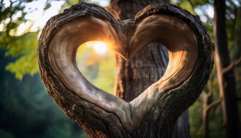Gnarled Tree Trunk with Heart-Shaped Opening. Stock Illustration ...
