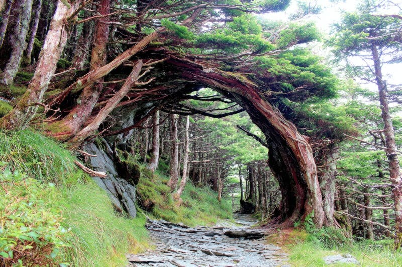 Arching Tree Path stock illustration. Illustration of path - 384294147