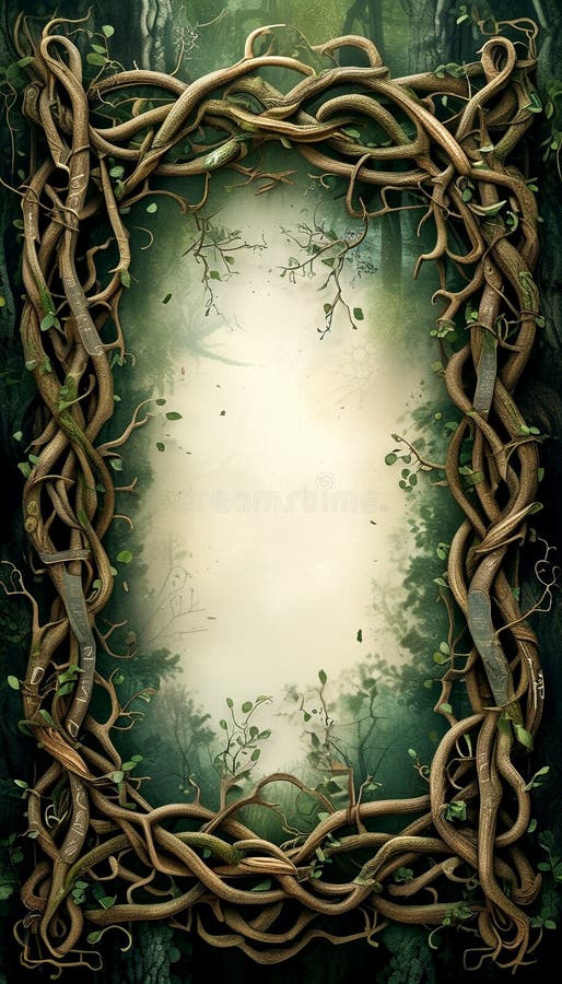 Enchanted Forest Border Framing a Mystical Space for Imagination Stock ...