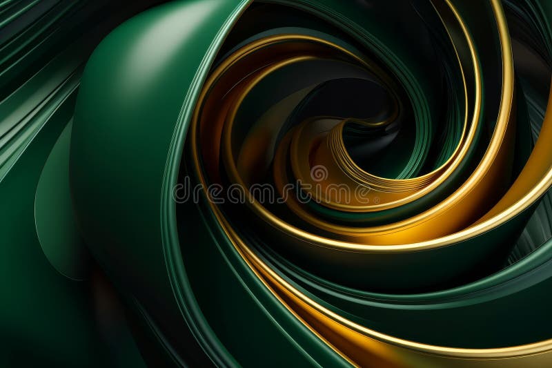 Twisted Wave Minimalism: Rich Gold and Deep Forest Green Design with ...