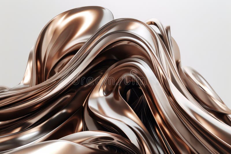 Twisted Waves in Bronze and Silver: Modern Minimalist 3D Render Desig ...