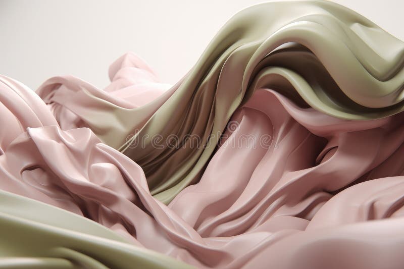 Twisted Waves in Rose Pink and Olive Green: a Modern Minimalist 3D ...