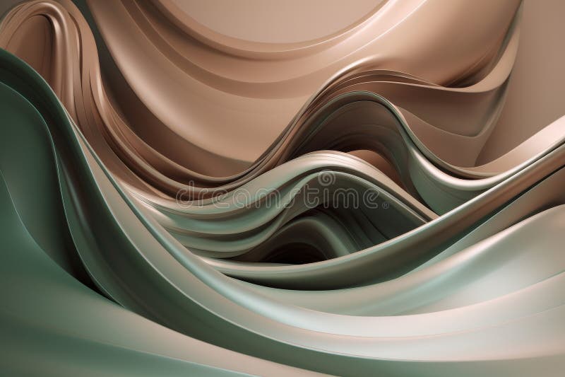 Twisted Waves in Taupe and Sage: an Industrial Minimalist 3D Render ...