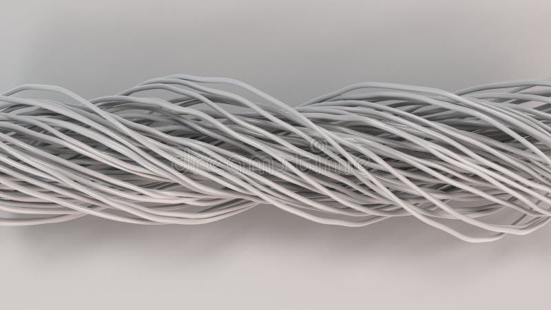 Twisted White Cables and Wires on White Surface Stock Illustration ...