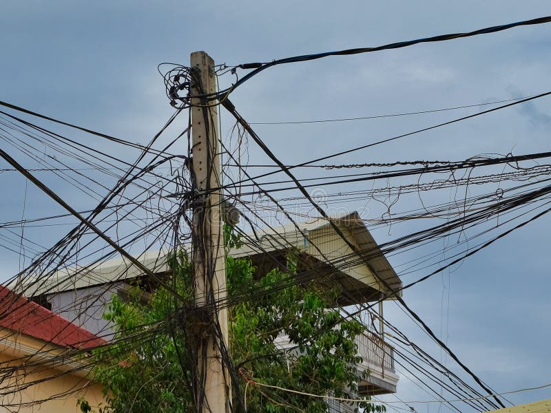 Twisted Wires of a Power Line Stock Photo - Image of voltage, color ...