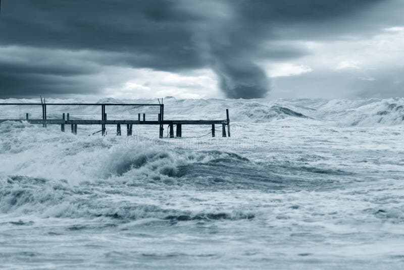 Twister on the ocean stock image. Image of destruction - 15842073