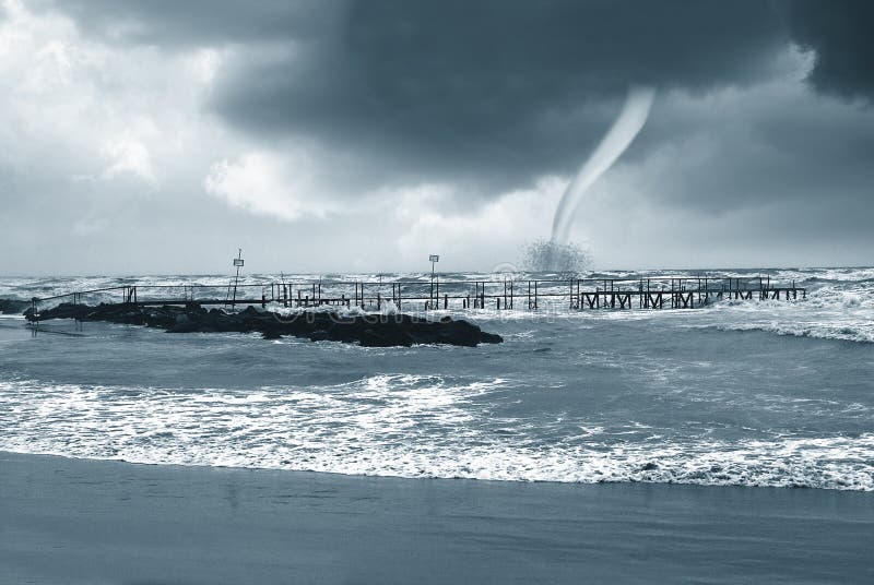 Twister on the ocean stock image. Image of destruction - 15842073