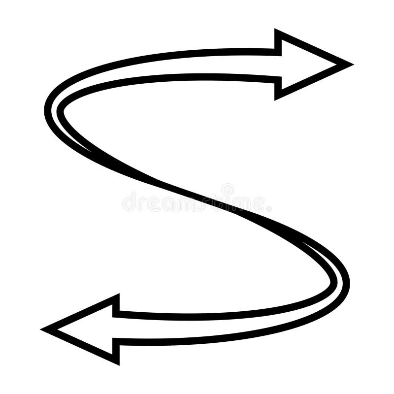 Twisting Black Arrows, Dynamic Curves in Spiraling Motion Stock Vector ...