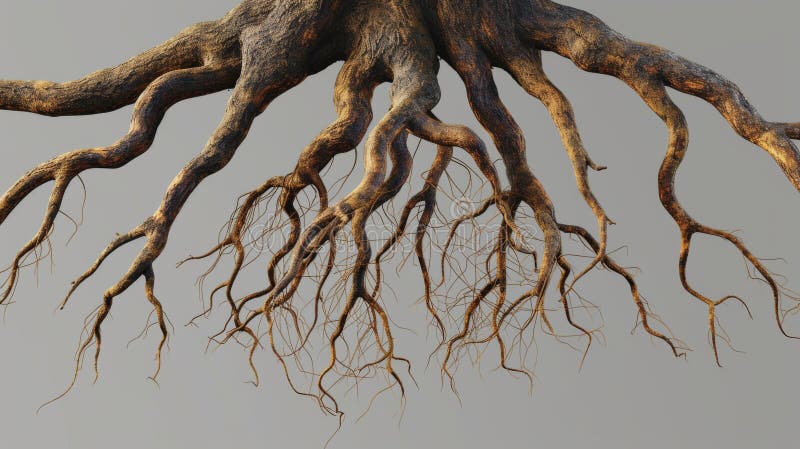 Twisting Dark Tree Roots Isolated on White Stock Photo - Image of bark ...