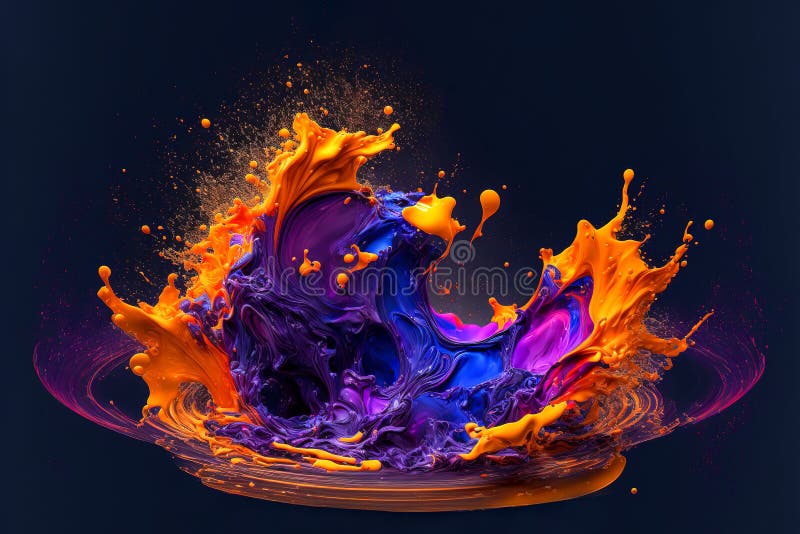 A Twisting and Exploding Abstract Paint Splash, Generative AI Stock ...