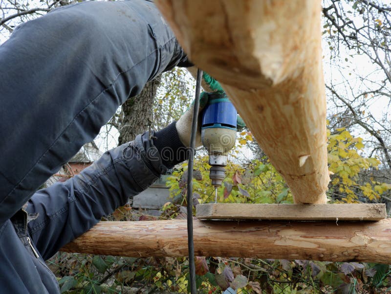 Work with an Electric Drill in Street Construction Stock Image - Image ...