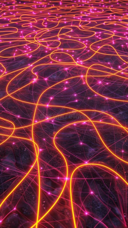 Vibrant Neon Light Tubes Weave through a Dark Background, Creating an ...