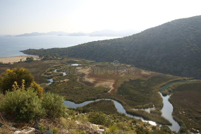 The twisting river. stock image. Image of mountains, peaceful - 14823853