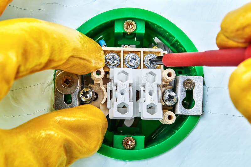 Twisting in Light Switch, Close-up Stock Photo - Image of installation ...