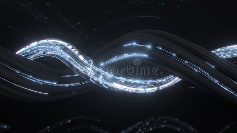 Twisting Shape with Glowing Lines 3D Render Stock Illustration ...