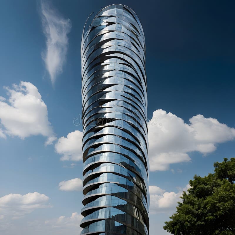 Twisting Skyscraper Design with Reflective Glass and Metallic Finish ...