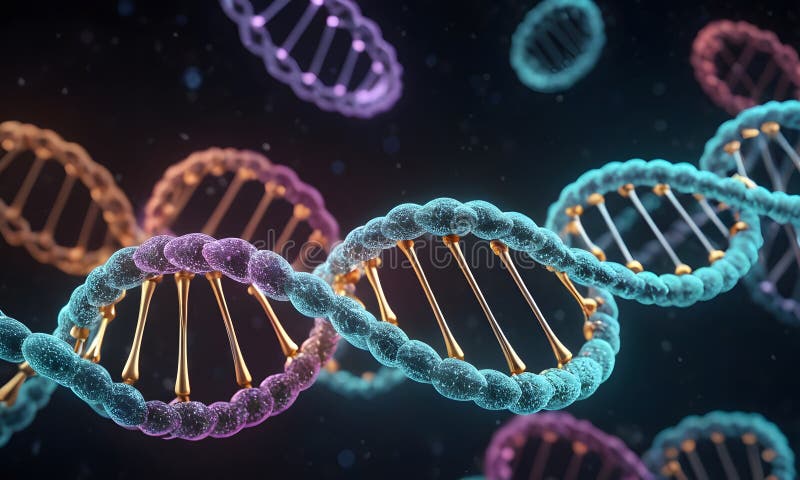 Twisting Strands of DNA Molecules AI Generative Stock Image - Image of ...