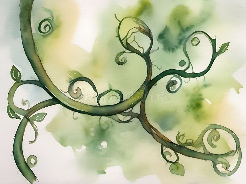 Watercolor Twisting Vine Stock Illustrations – 12 Watercolor Twisting ...