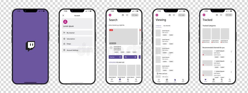 Twitch Mobile Interface. Twitch Screen Social Media, Streaming Platform ...