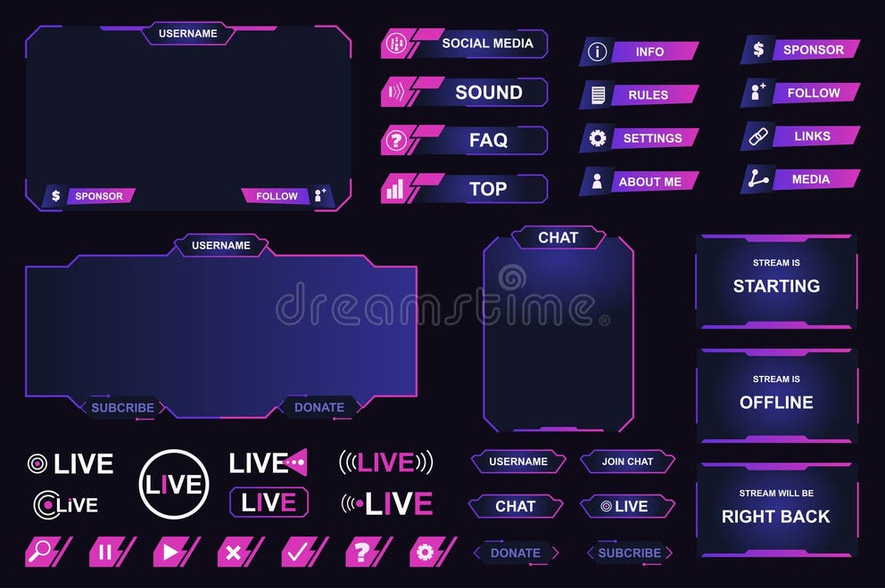 Twitch Streaming Interface stock vector. Illustration of live - 365089488