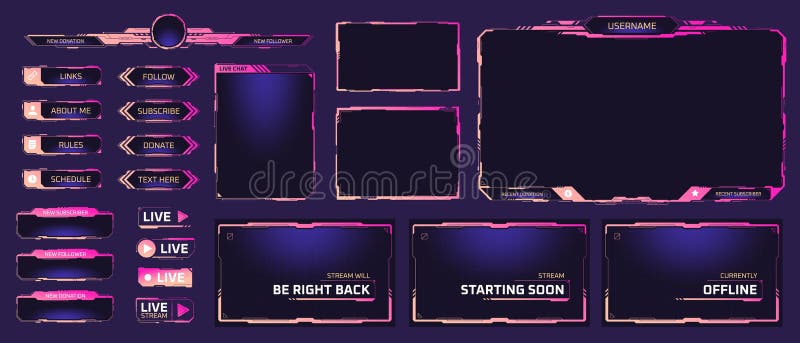 Game Stream Panels. Twitch Streaming Overlay Frames for Gamers ...