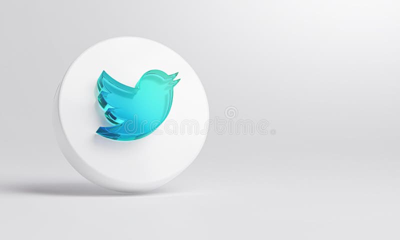 Twitter Acrylic Glass Icon Account Promotion Template White Background ...