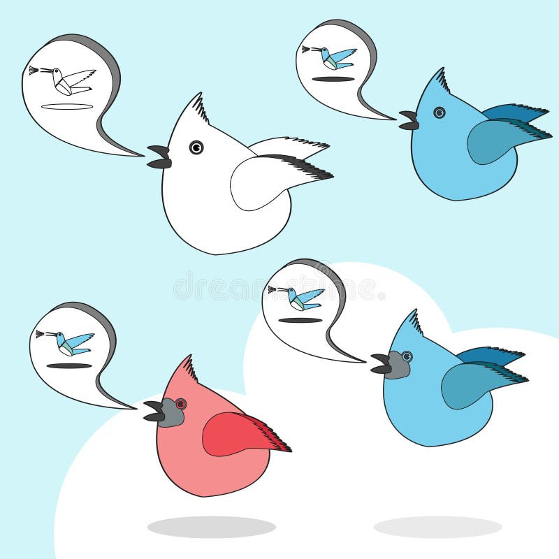 Birds with Social Media Icons Stock Vector - Illustration of device ...