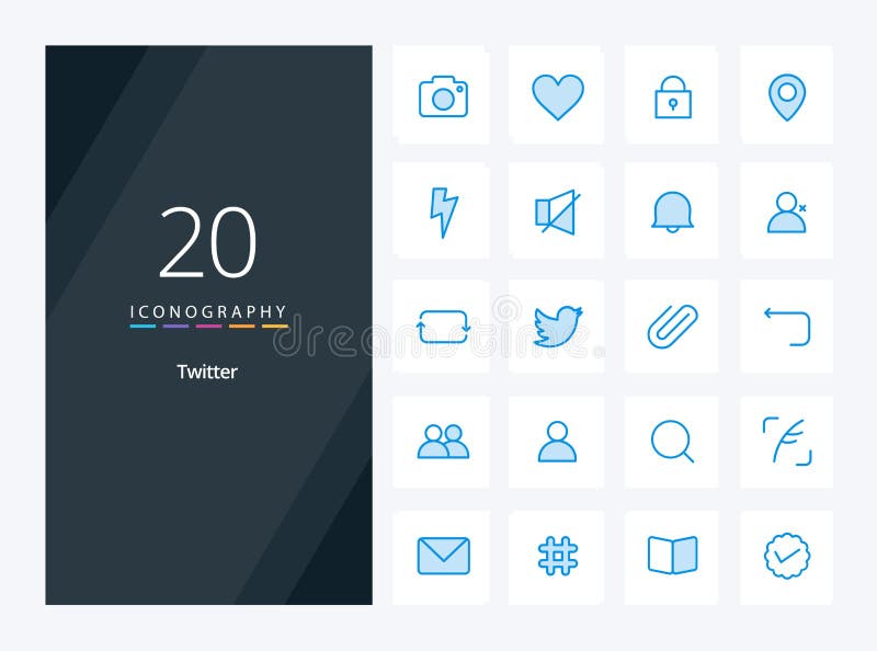 20 Twitter Blue Color Icon for Presentation Editorial Stock Image ...